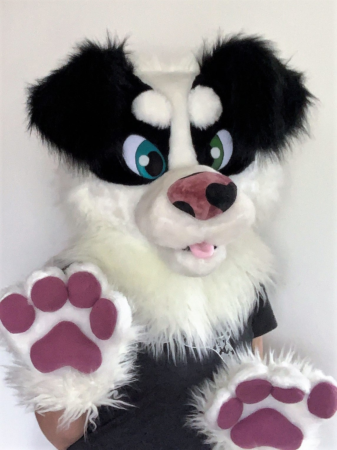 Black and white street dog fursuit head and hand paws for sale ...